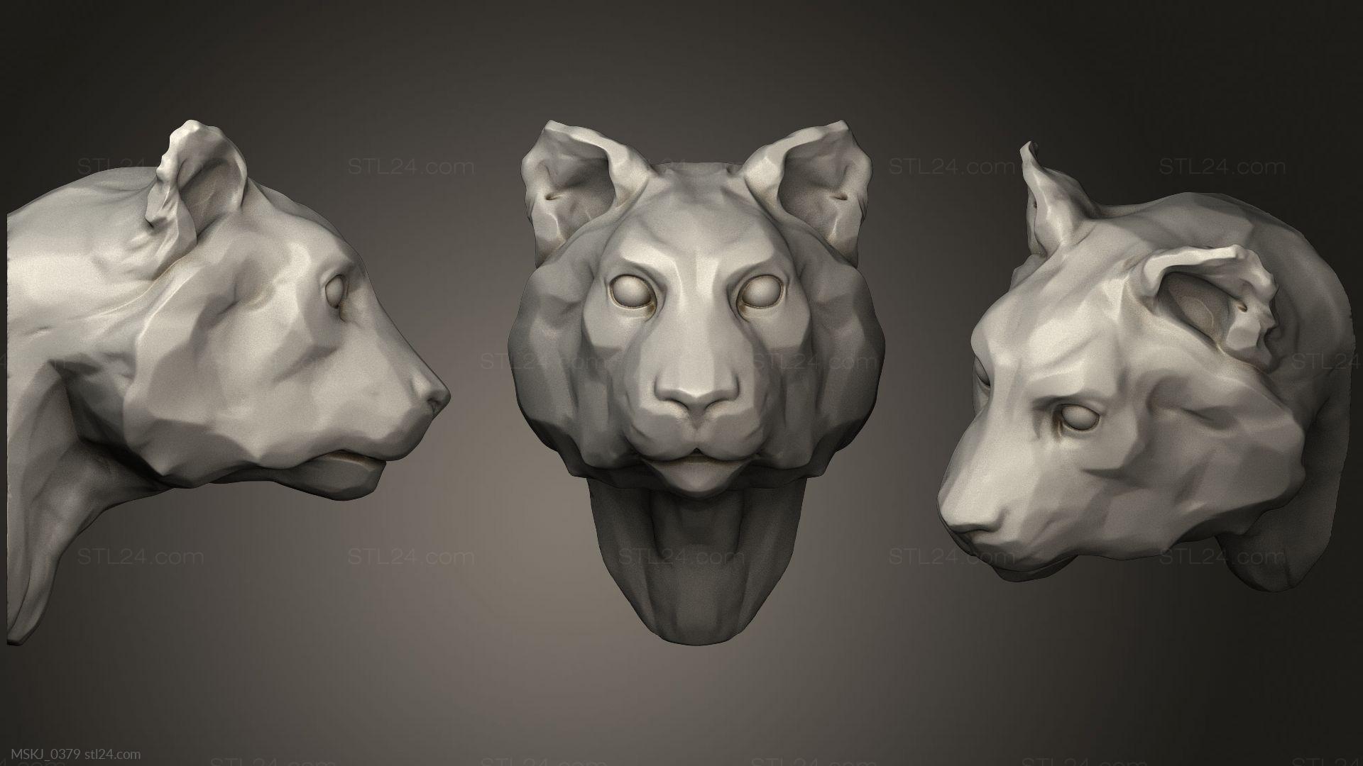 Masks and muzzles of animals - Tiger 59, MSKJ_0379. 3D stl model for CNC